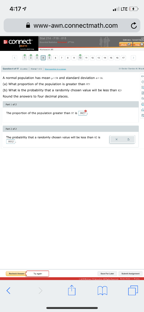 Solved 4:177 | LTE ( 4 ) A www-awn.connectmath.com connect | Chegg.com