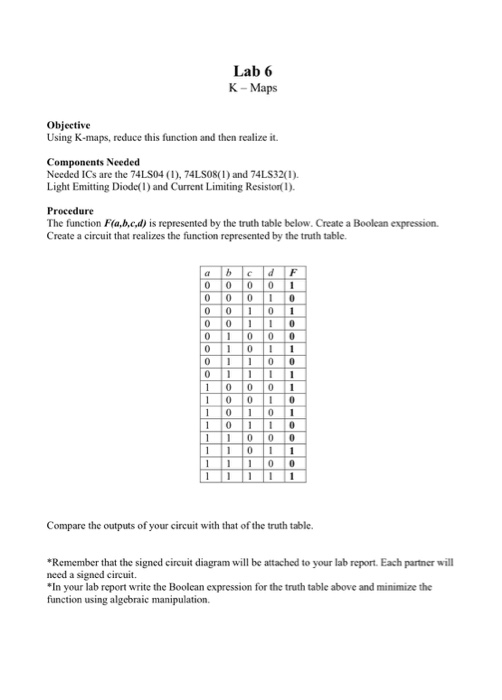 Solved Lab 6 K-Maps Objective Using K-maps, reduce this | Chegg.com