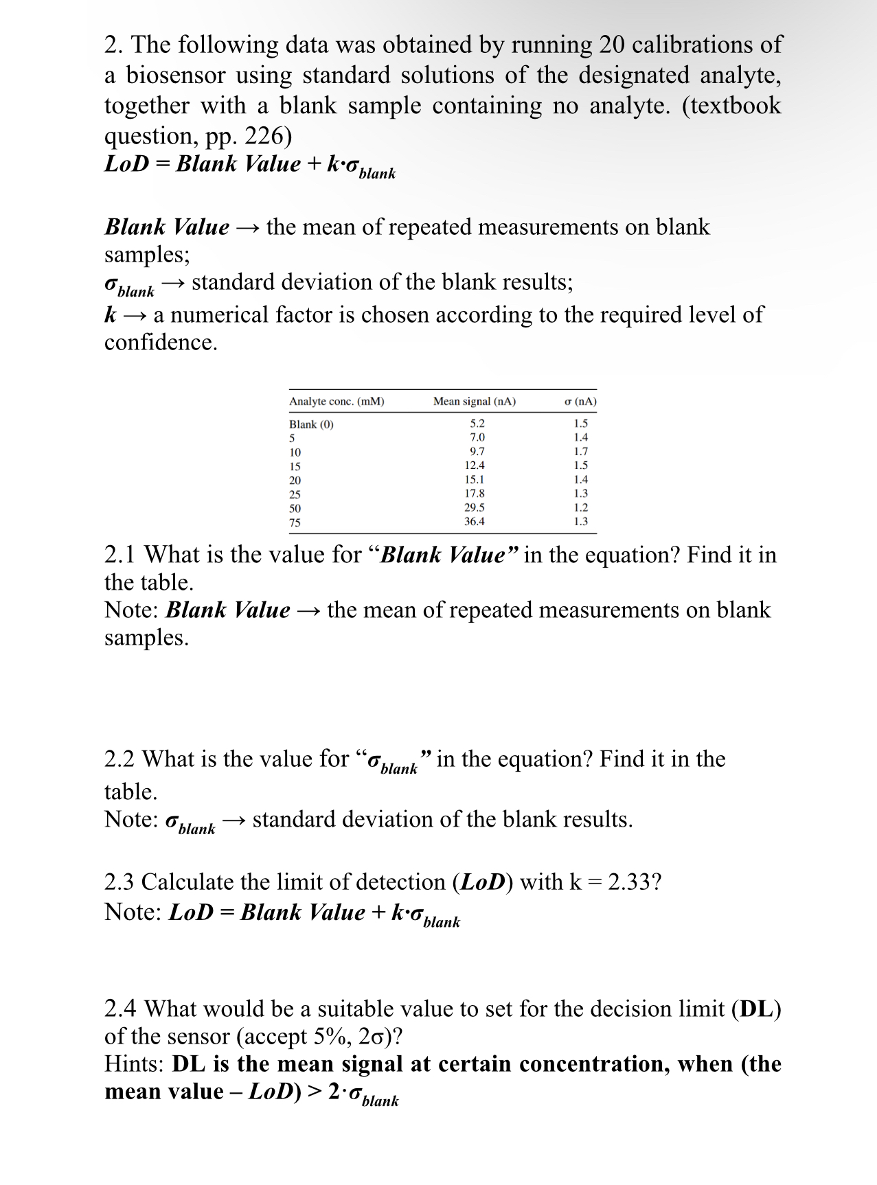 Solved 2. The following data was obtained by running 20 | Chegg.com