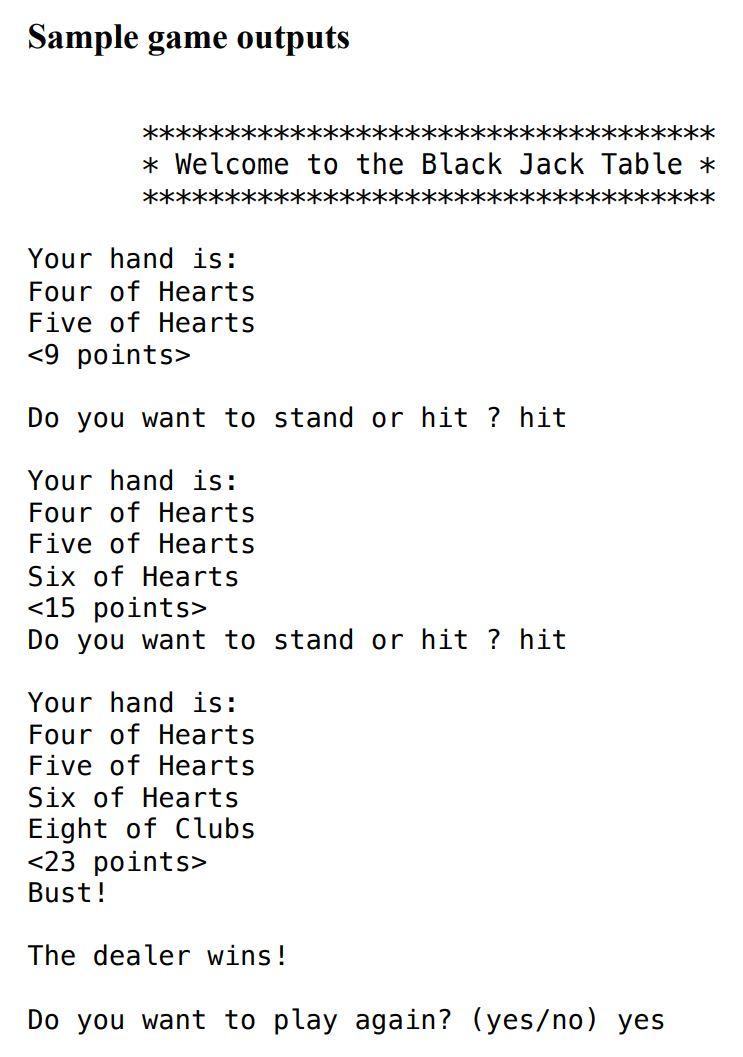 Solved Write a Blackjack program in Java. General Rules The | Chegg.com