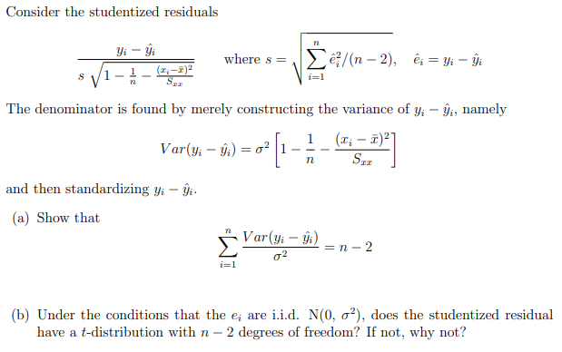 Solved Consider the studentized residuals gi - 9: 1-1-(342) | Chegg.com