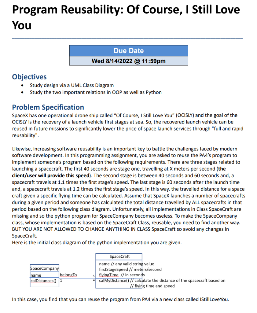 Solved Program Reusability: Of Course, I Still Love You | Chegg.com