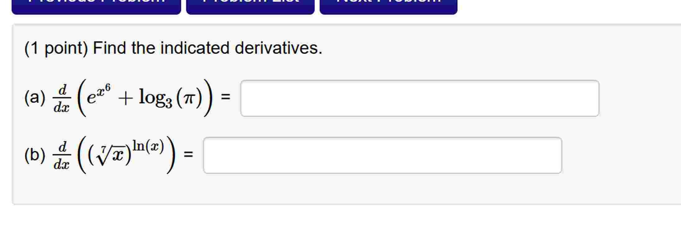 Solved (1 ﻿point) ﻿Find the indicated | Chegg.com