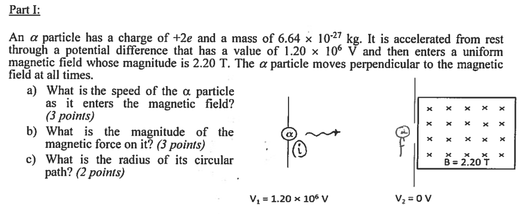 Solved Part I An α particle has a charge of +2e and a mass | Chegg.com