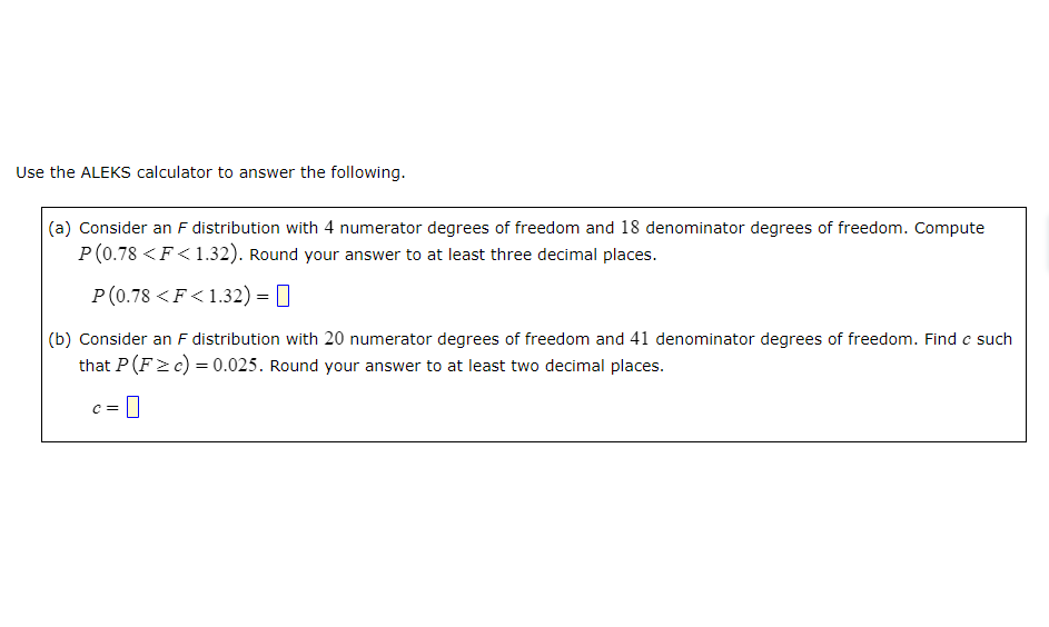 Use the ALEKS calculator to answer the following.(a) | Chegg.com