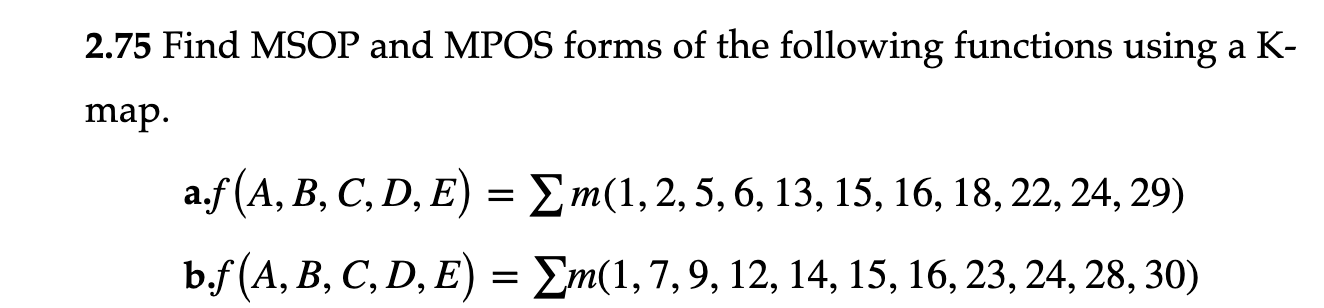 Solved 2.75 Find MSOP and MPOS forms of the following | Chegg.com