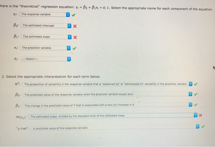 Solved Here is the "theoretical" regression equation: y.-A + | Chegg.com