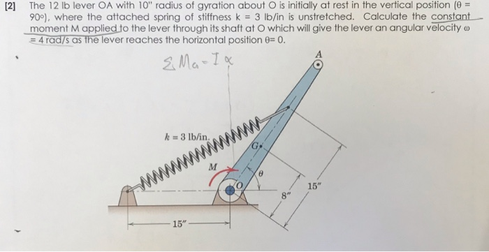 Solved 12 The 12 Ib lever OA with 10" radius of gyration | Chegg.com