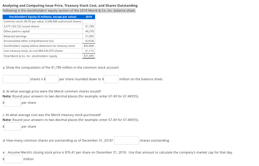 Solved Analyzing and Computing Issue Price, Treasury Stock | Chegg.com