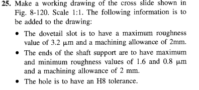Solved 25. Make a working drawing of the cross slide shown | Chegg.com