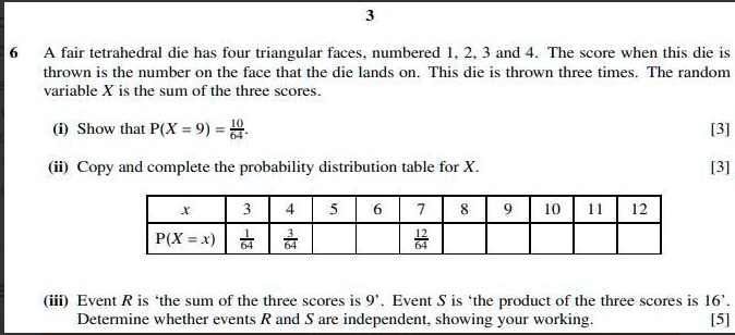 Solved A fair tetrahedral die has four triangular faces, | Chegg.com