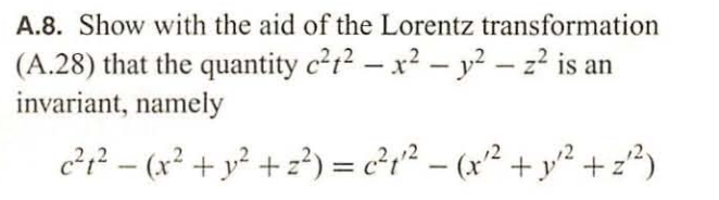 Solved A.B. Show with the aid of the Lorentz transformation | Chegg.com