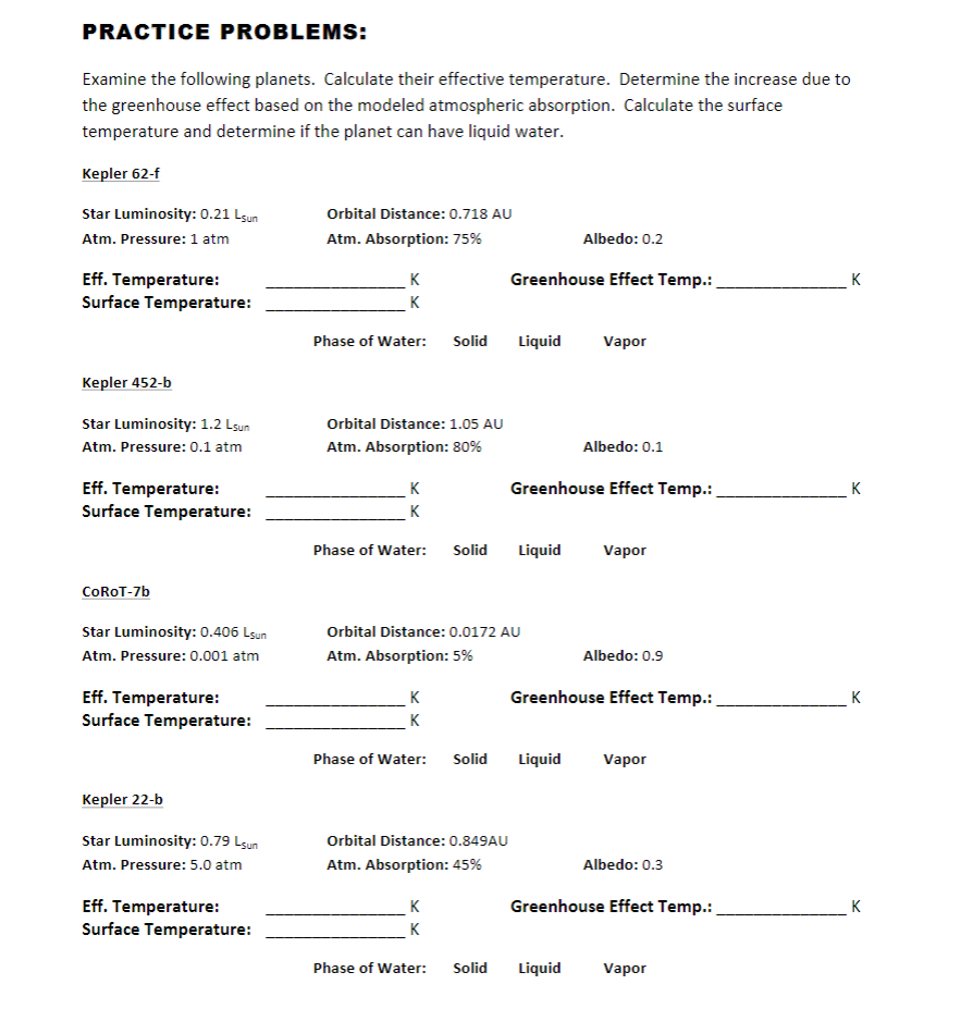 Solved PRACTICE PROBLEMS: Fxamine the follnwing nlanets | Chegg.com