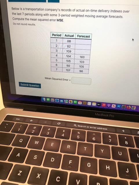 Solved The following table shows actual and forecast values | Chegg.com