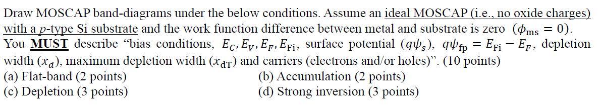 Solved Draw MOSCAP band-diagrams under the below conditions. | Chegg.com