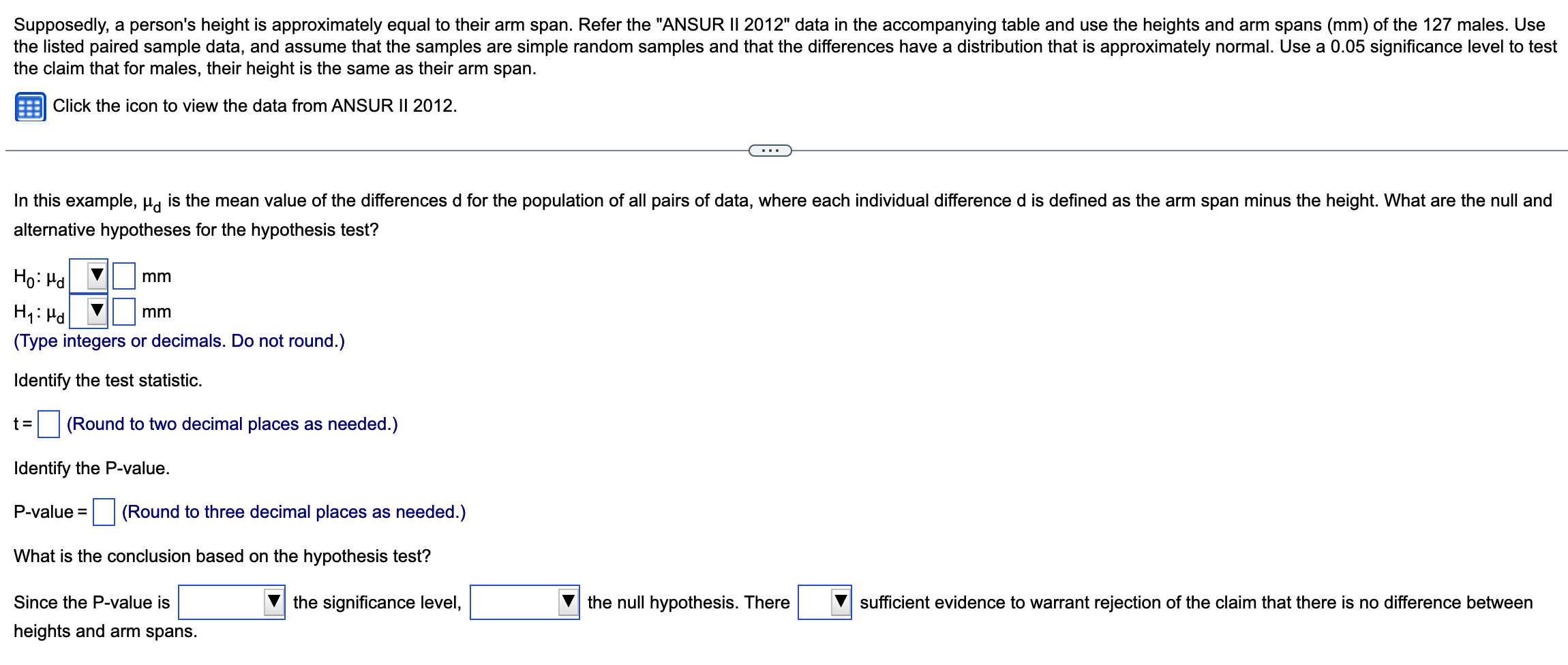 Solved Height Arm span 1745 1790 1762 1821 1874 | Chegg.com