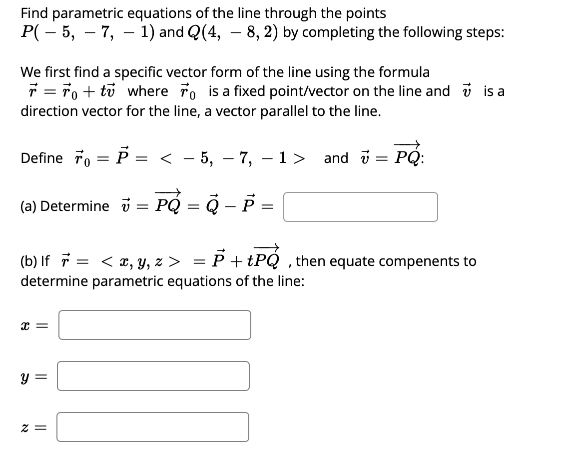 Solved Find parametric equations of the line through the | Chegg.com