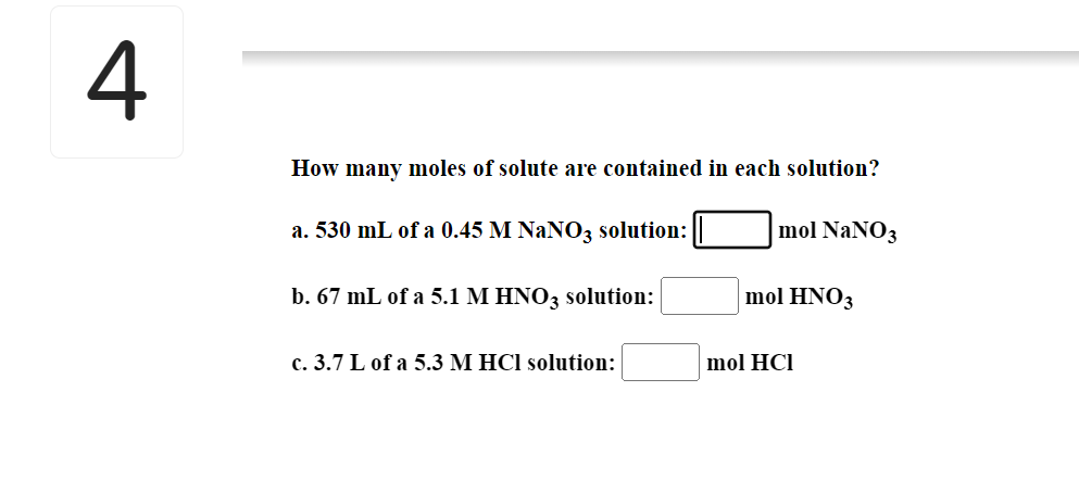 Solved How many moles of solute are contained in each | Chegg.com