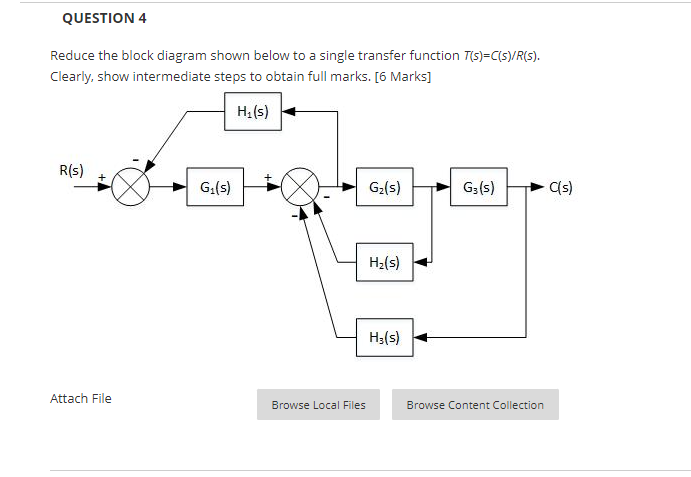 Solved Reduce the block diagram shown below to a single | Chegg.com