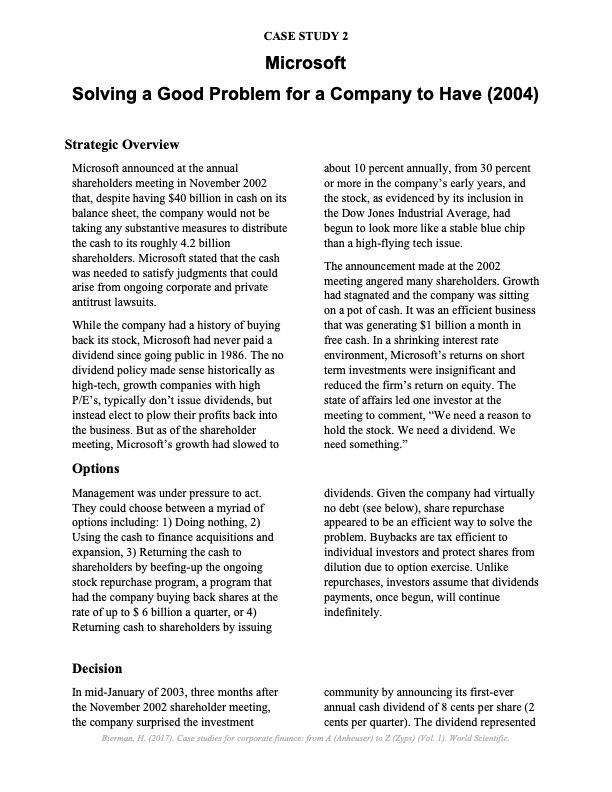 Solved CASE STUDY 2 Microsoft Solving a Good Problem for a | Chegg.com