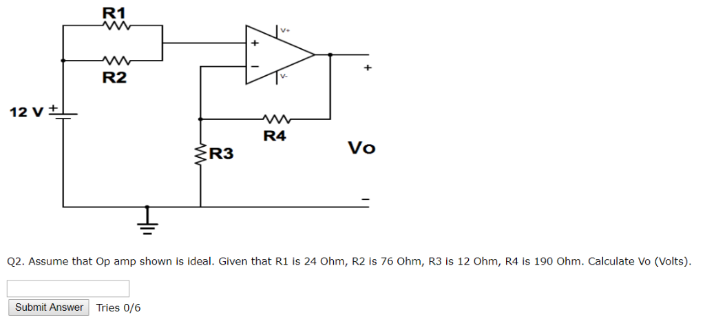 Solved R1 V. R2 V. 12 VL RA Vo R3 Q2. Assume that Op amp | Chegg.com