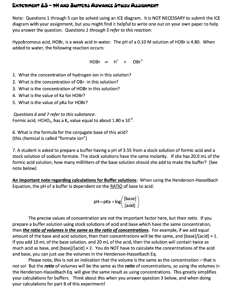 Solved EXPERIMENT 25-PHAND BUFFERS ADVANCE STUDY ASSIGNMENT | Chegg.com