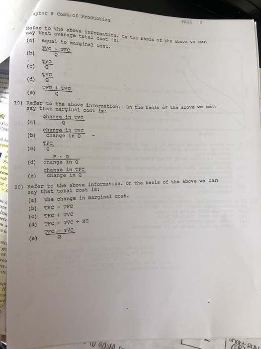Solved apter 9 Costs of Production PAGE 5 Refer to the above | Chegg.com