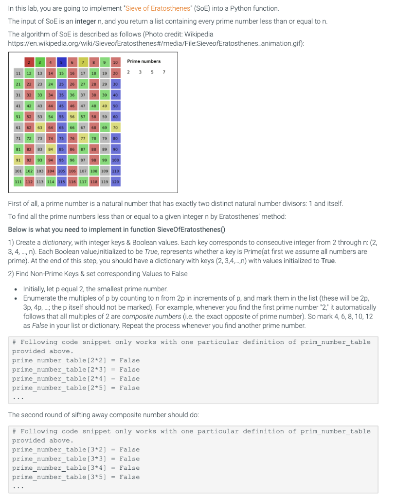 Solved In this lab, you are going to implement Sieve of | Chegg.com