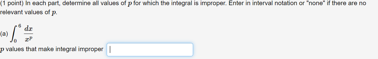 Solved (1 point) In each part, determine all values of p for | Chegg.com