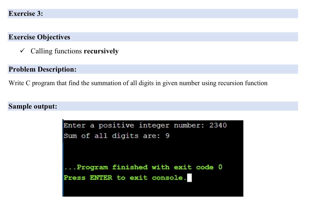 Solved Exercise 3: Exercise Objectives Calling functions | Chegg.com