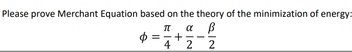 Solved Please prove Merchant Equation based on the theory of | Chegg.com