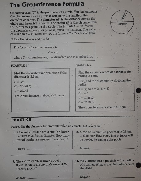 Solved The Circumference Formula Circumference (C) is the | Chegg.com