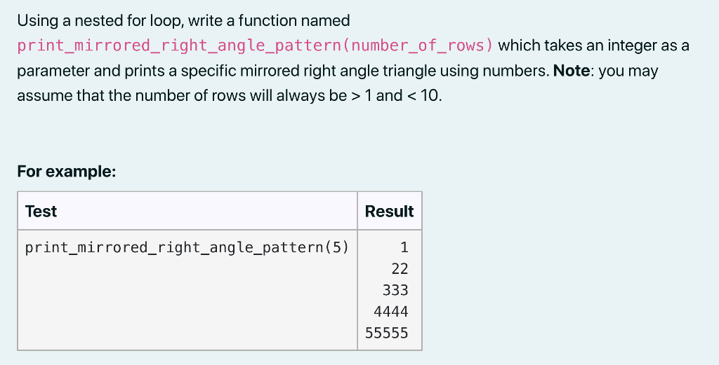 Solved Using a nested for loop, write a function named | Chegg.com