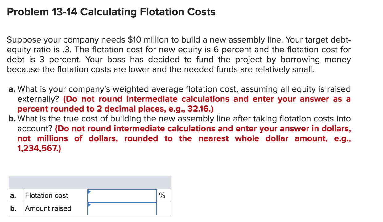 Solved Problem 13-14 Calculating Flotation Costs Suppose | Chegg.com