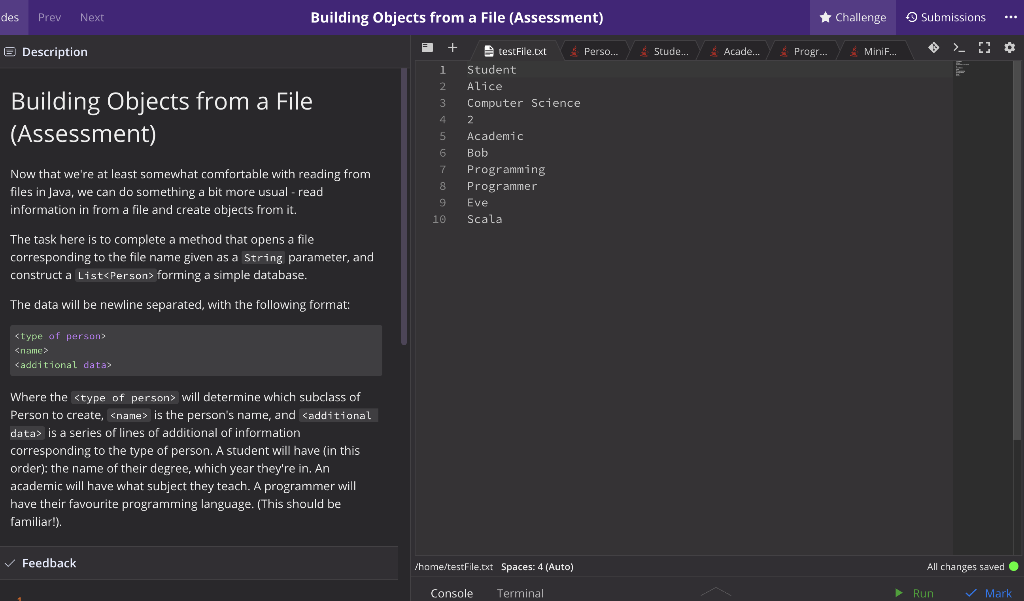 Solved Next Description Building Objects from a File | Chegg.com