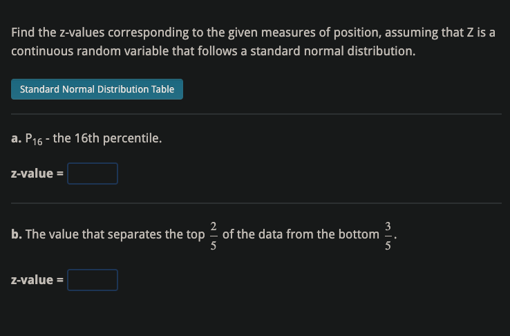 Solved Find the z-values corresponding to the given measures | Chegg.com