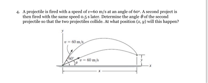 Solved A projectile is fired with a speed of v=60 m/s at an | Chegg.com
