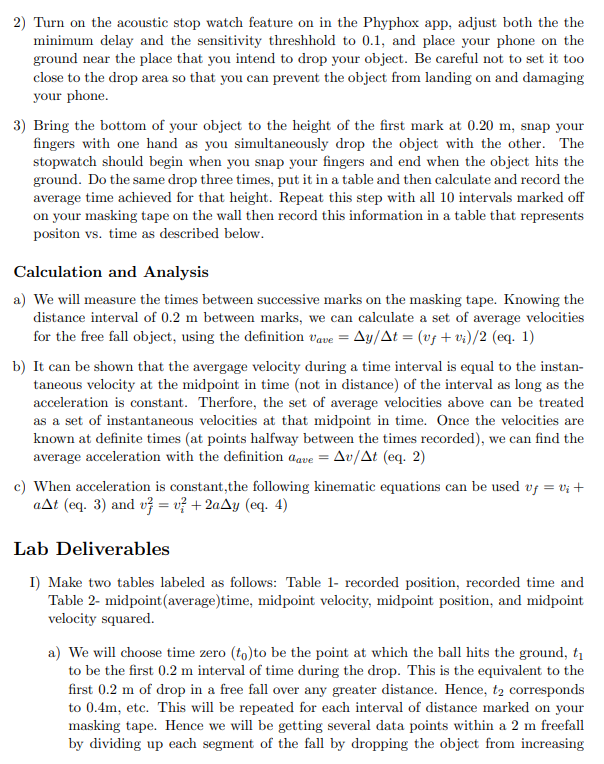 Measuring g - Lab 1 Purpose The mathematimatician and | Chegg.com