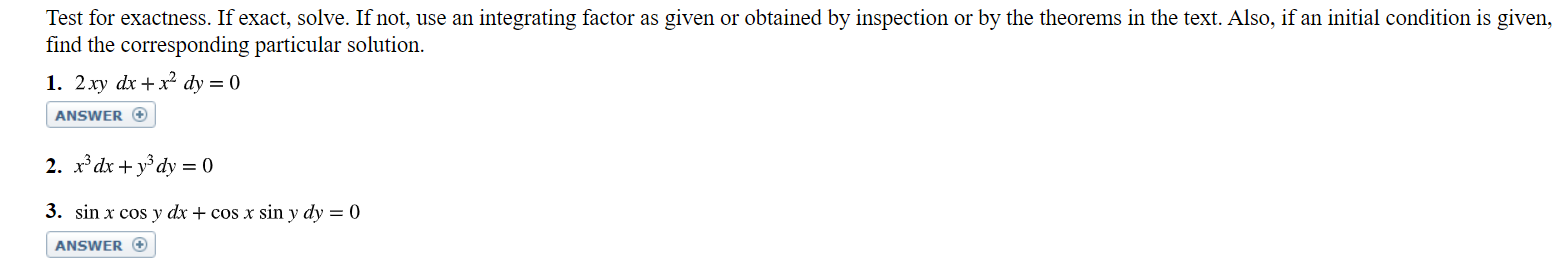 Solved integrating factor as given or obtained by inspection | Chegg.com