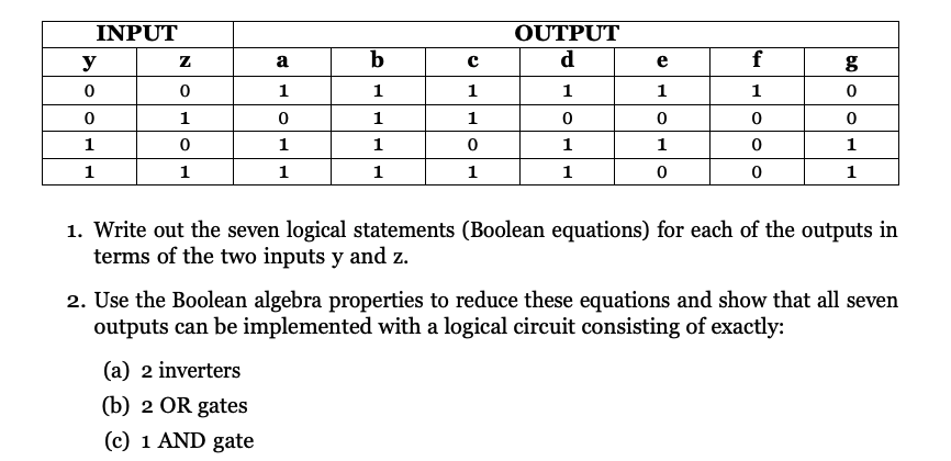 Solved 1. Write out the seven logical statements (Boolean | Chegg.com