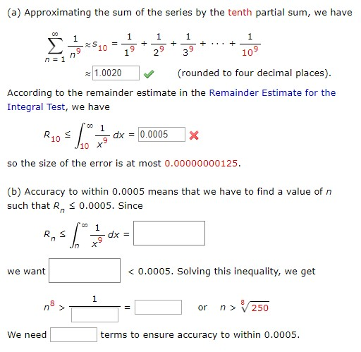 Solved (a) Approximating the sum of the series by the tenth | Chegg.com