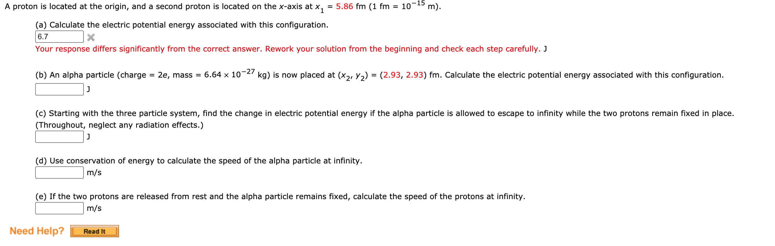 Solved A proton is located at the origin, and a second | Chegg.com