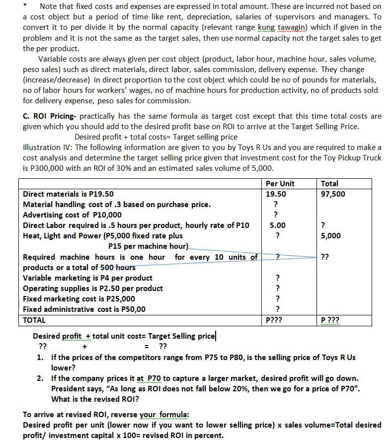 Solved B. Target Costing. 1. In a competitive market, the | Chegg.com