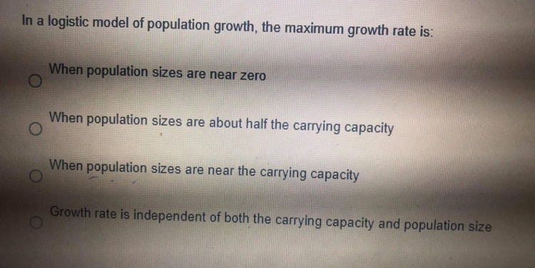 Solved In a logistic model of population growth, the maximum | Chegg.com