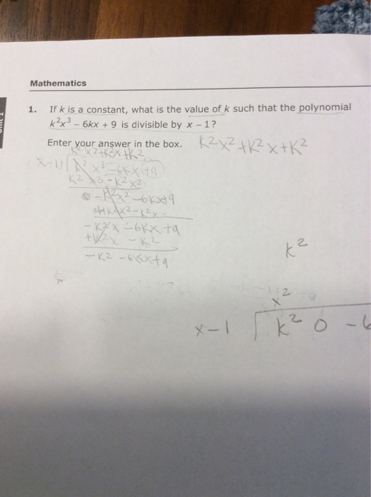 Solved Mathematics If k is a constant, what is the value of | Chegg.com