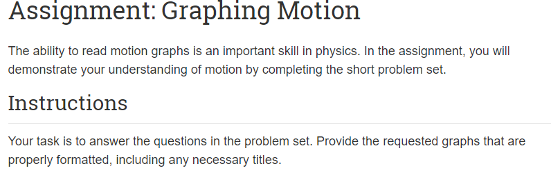 Solved Assignment: Graphing Motion The ability to read | Chegg.com