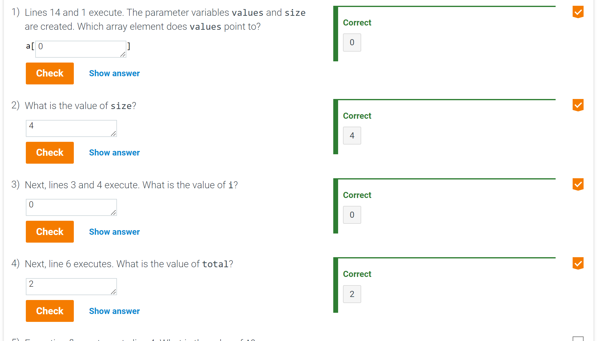 1) Lines 14 and 1 execute. The parameter variables | Chegg.com