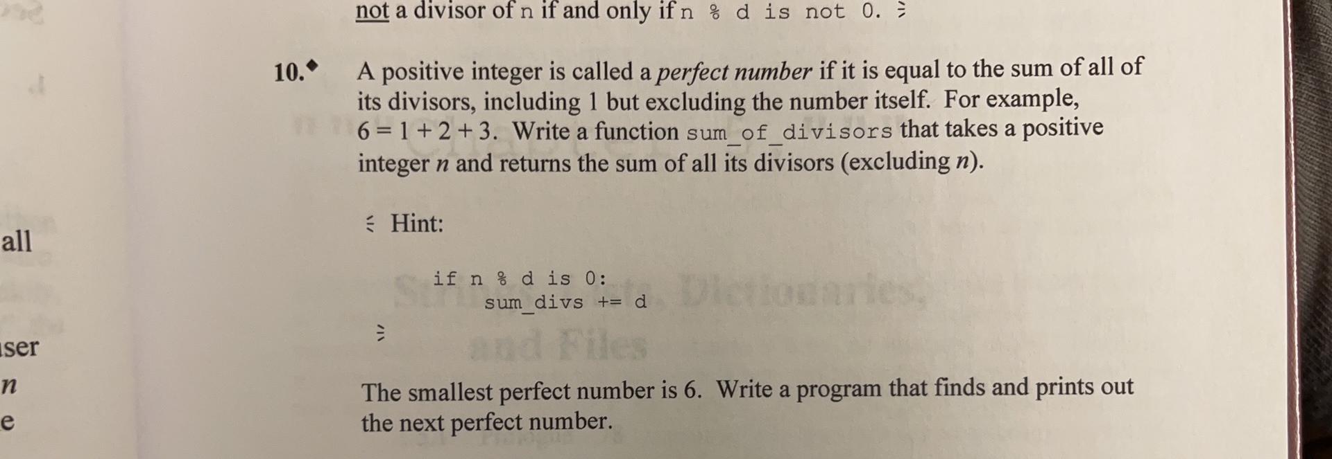 Solved 10. A positive integer is called a perfect number if | Chegg.com