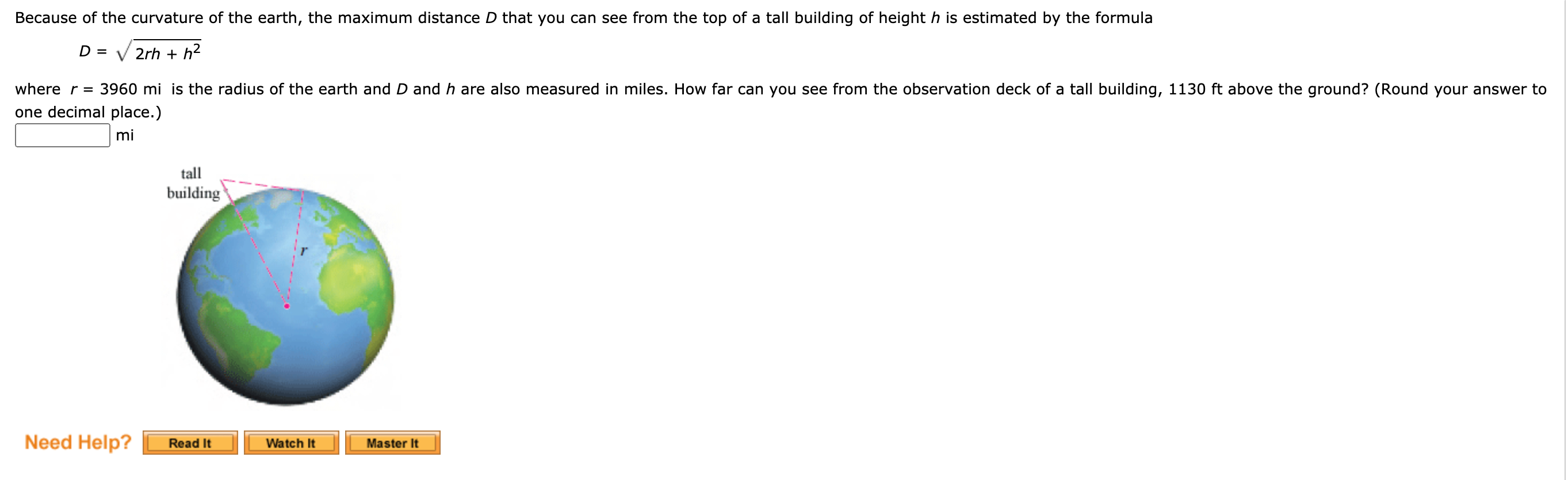 Solved Because of the curvature of the earth, the maximum | Chegg.com