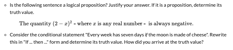 Solved o Is the following sentence a logical proposition? | Chegg.com